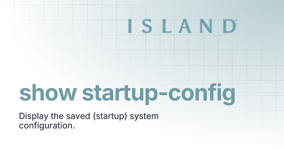 show startup-config | Island Router Documentation