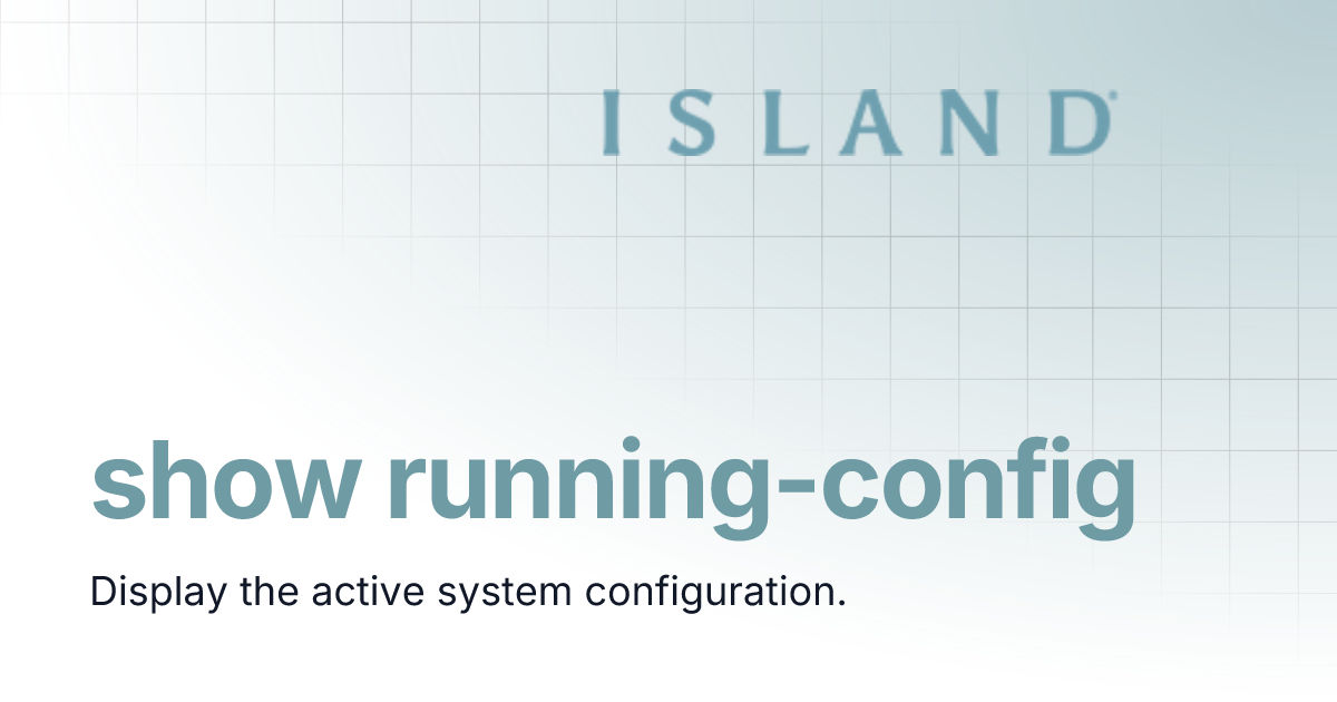 show running-config | Island Router Documentation