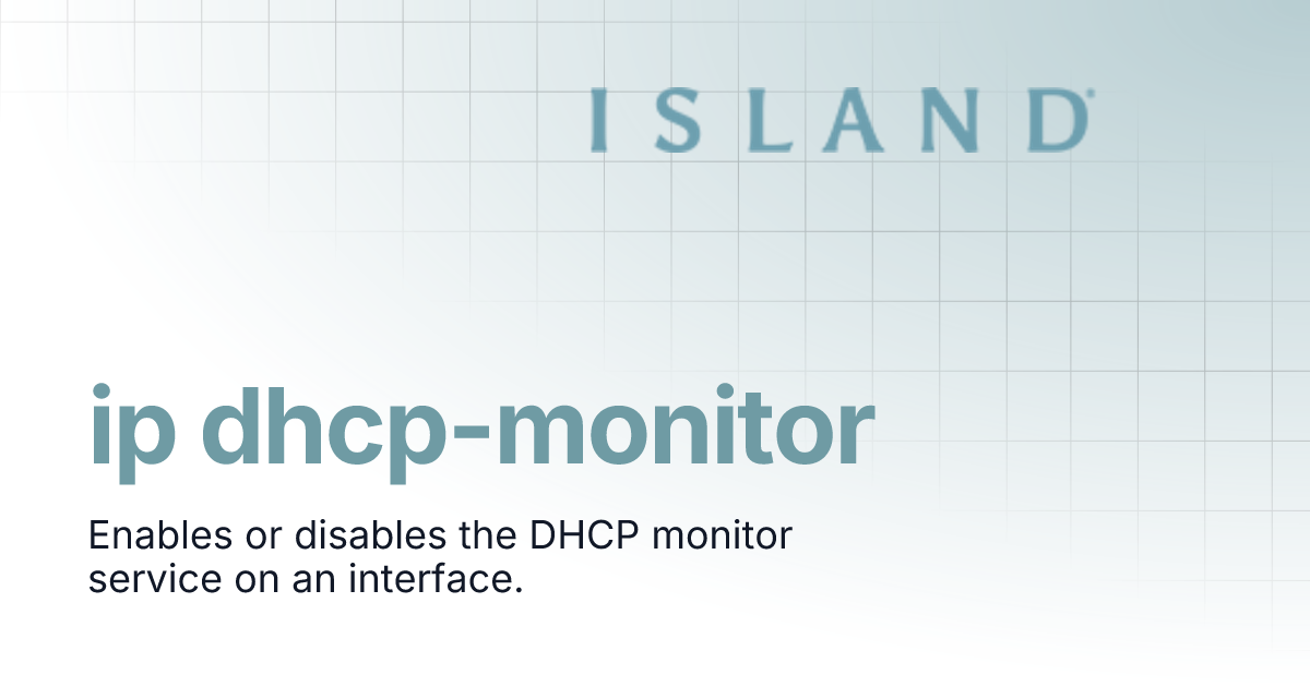 ip dhcp-monitor | Island Router Documentation